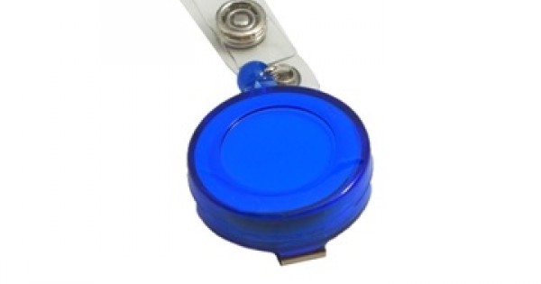 Snur retractabil plastic pentru ecusoane albastru